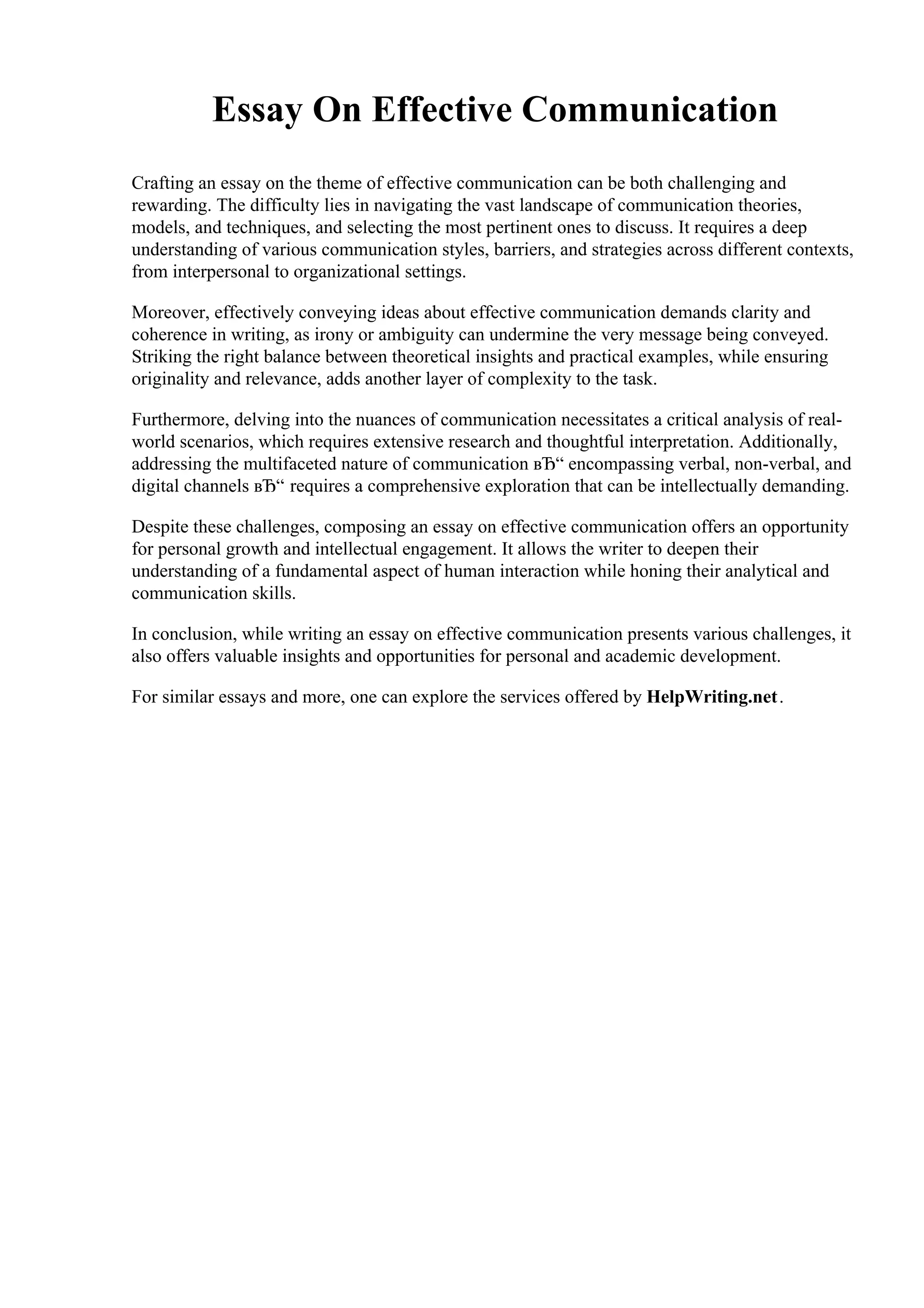 Essay On Effective Communication. University of California Los Angeles ...