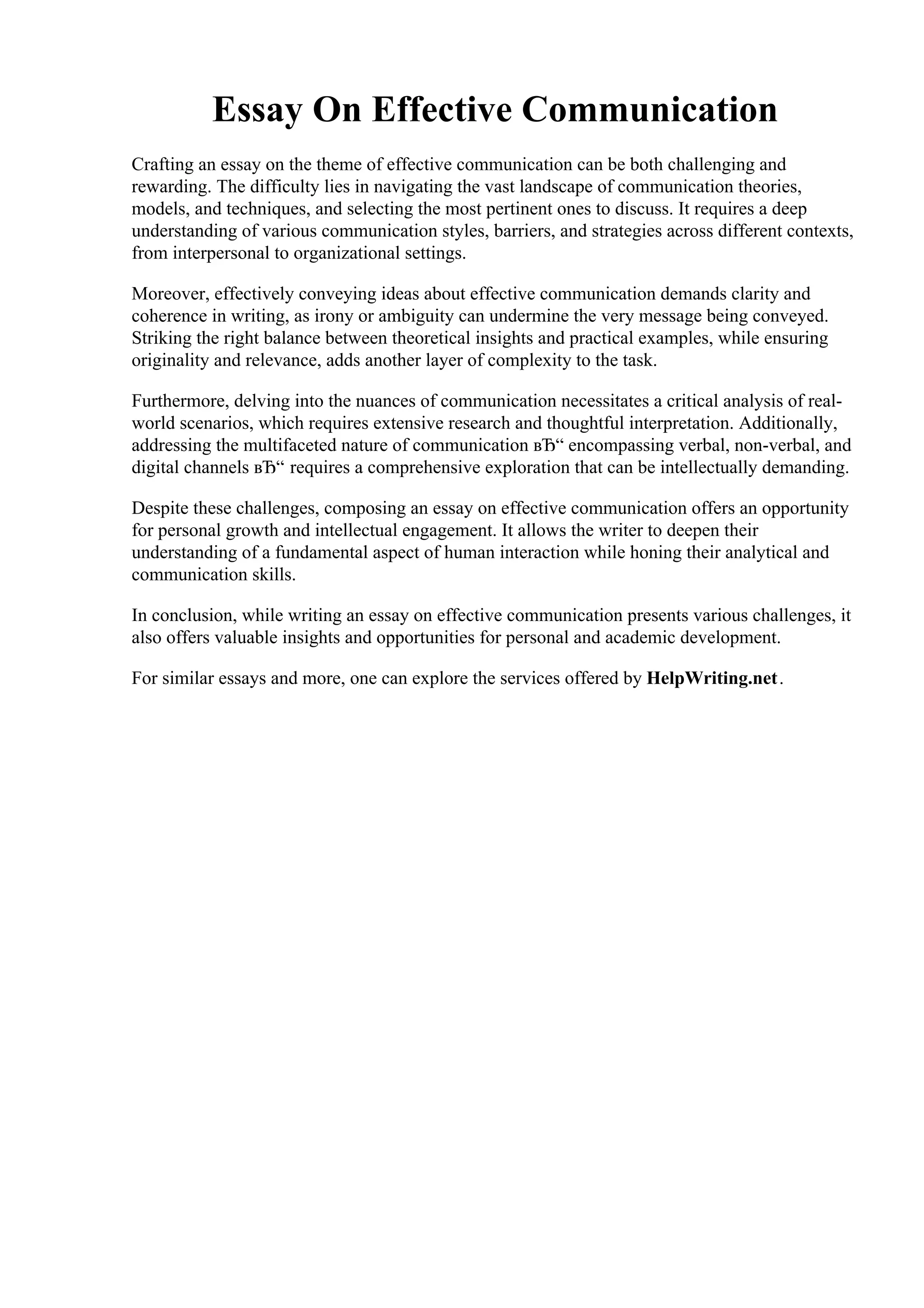Essay On Effective Communication Pdf