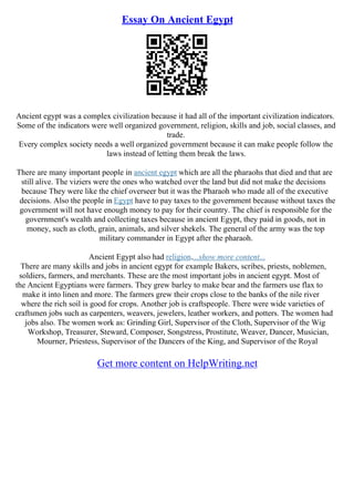Essay On Egypt | PDF