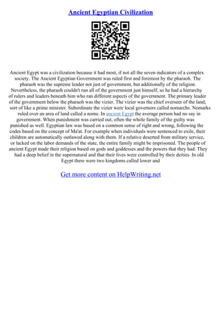 Essay On Egyptian Civilization | PDF