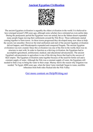 Essay On Egyptian Civilization | PDF