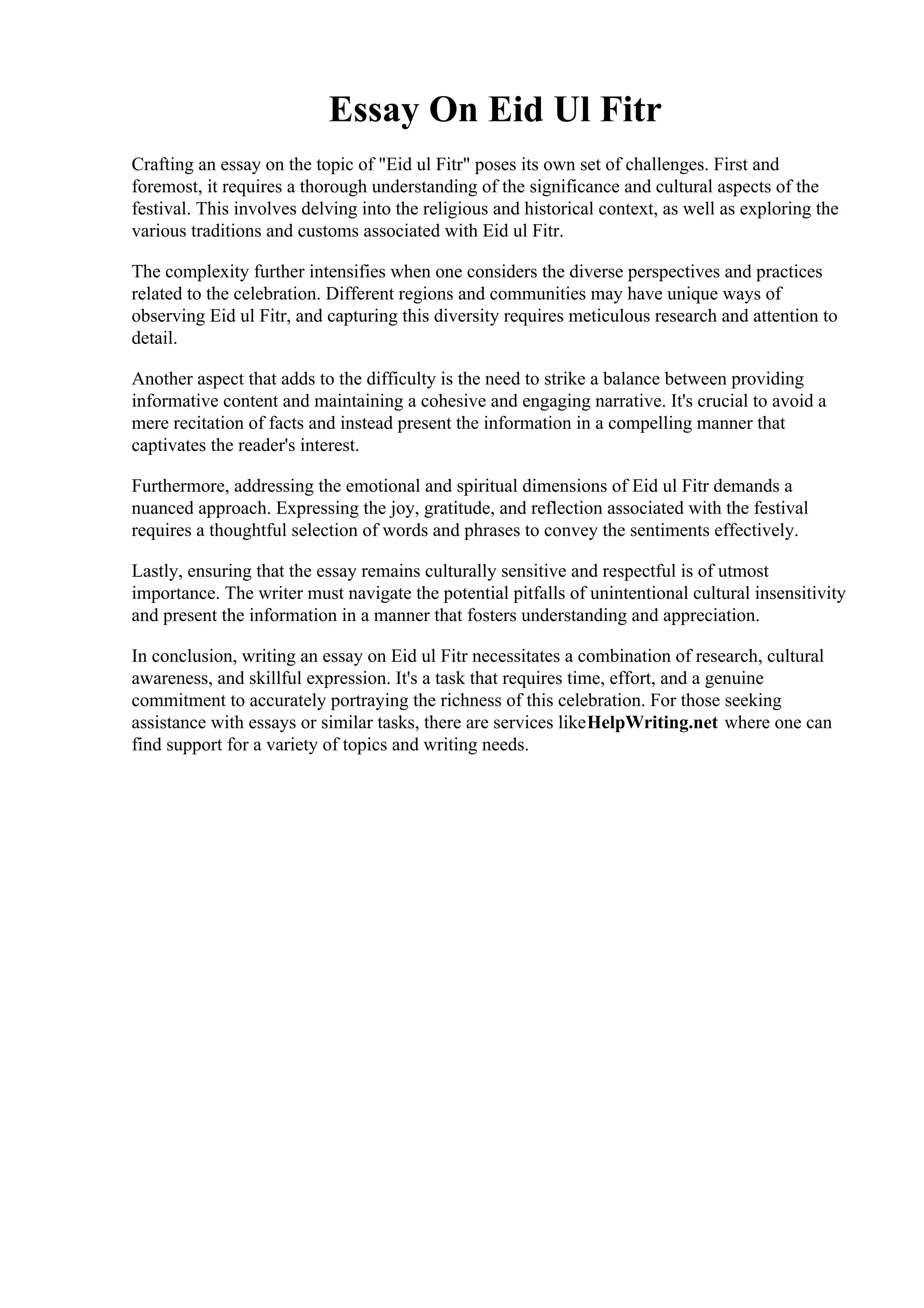 Essay On Eid Ul Fitr. Eid Ul Fitr Essay English amp; Urdu Easy for class students 2023 | PDF ...