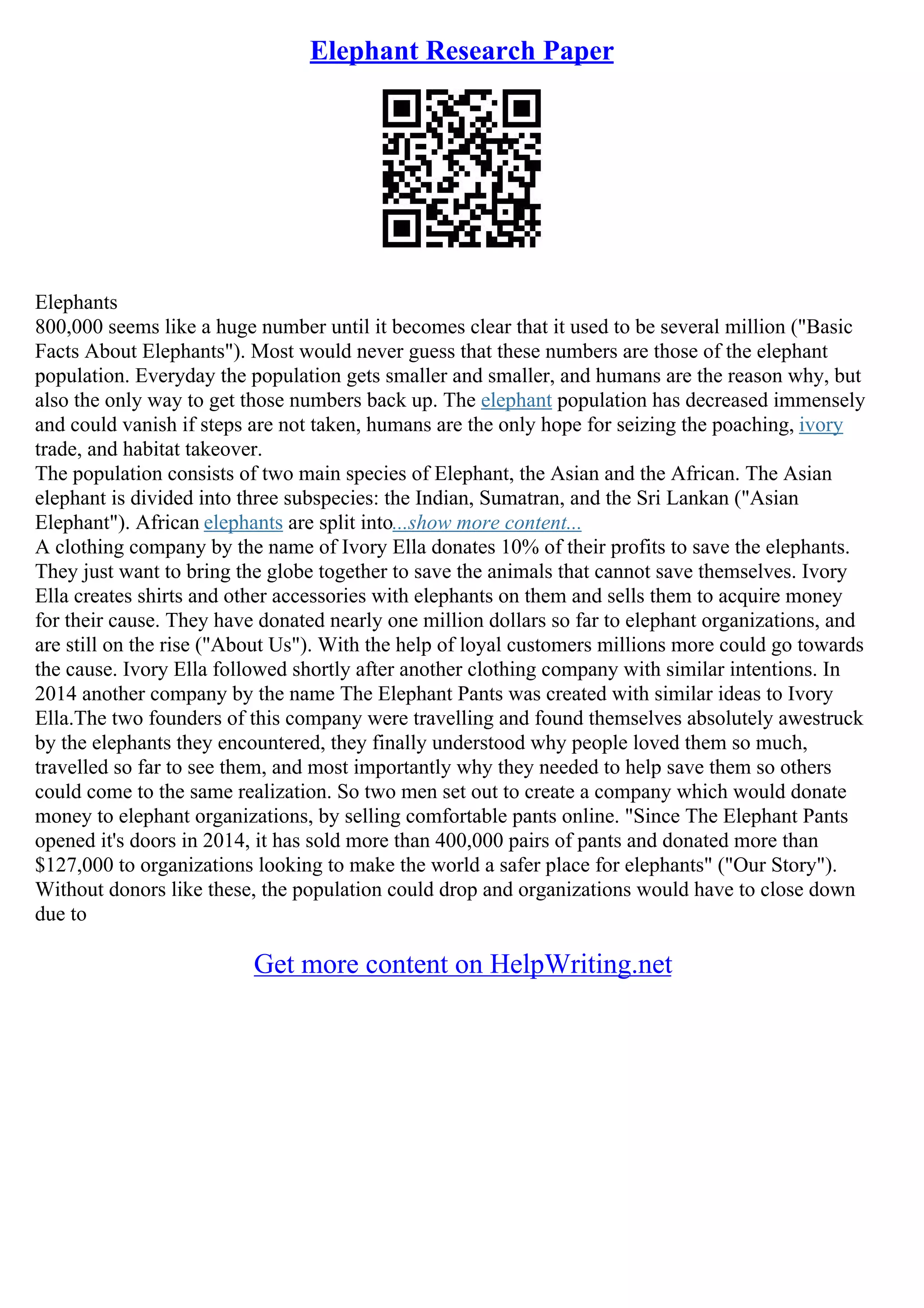 Essay On Elephant | PDF
