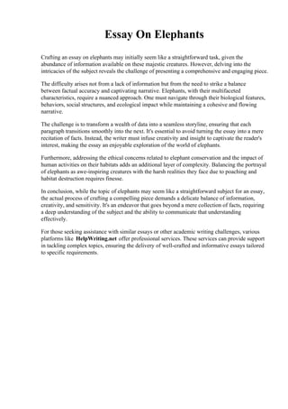 Essay On Elephants.pdf | Science