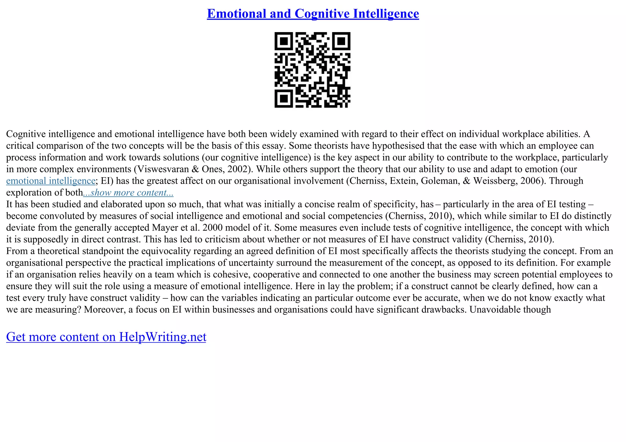 Essay On Emotional Intelligence In Leadership | PDF