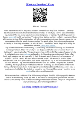 Essay On Emotions | PDF
