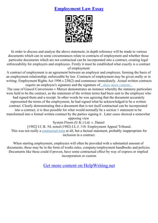 Essay On Employment | PDF | Human Resources | Business