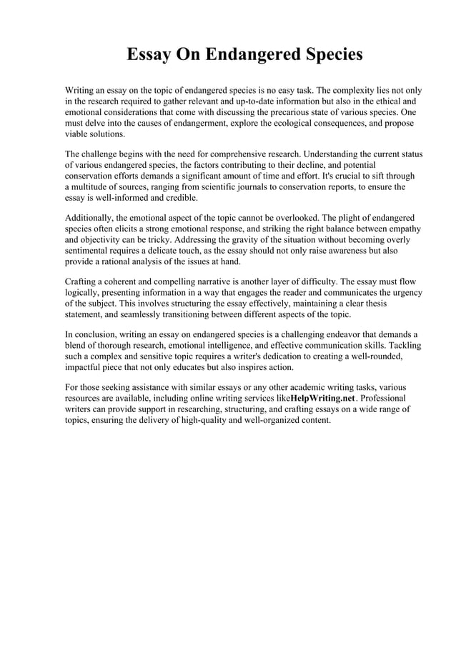 Essay On Endangered Species.pdf | Freelance Writing | Content Production