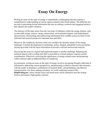 Essay On Energy | PDF