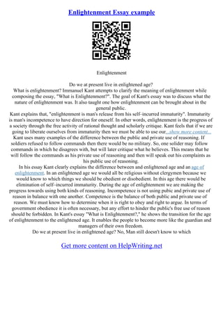Essay On Enlightenment | PDF