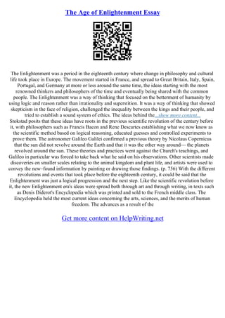 Essay On Enlightenment | PDF