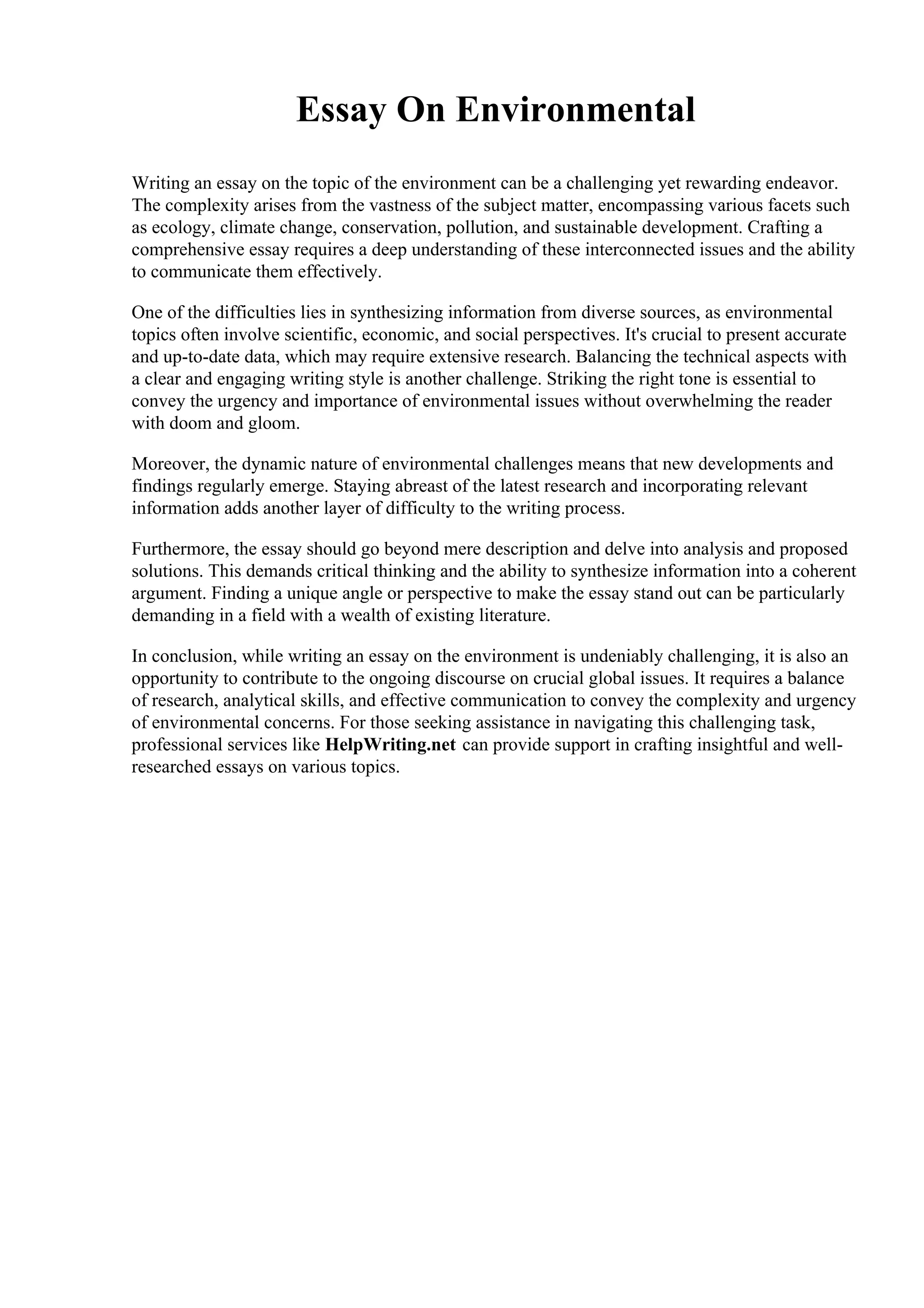 Essay On Environmental. Louisiana State University Health Sciences ...