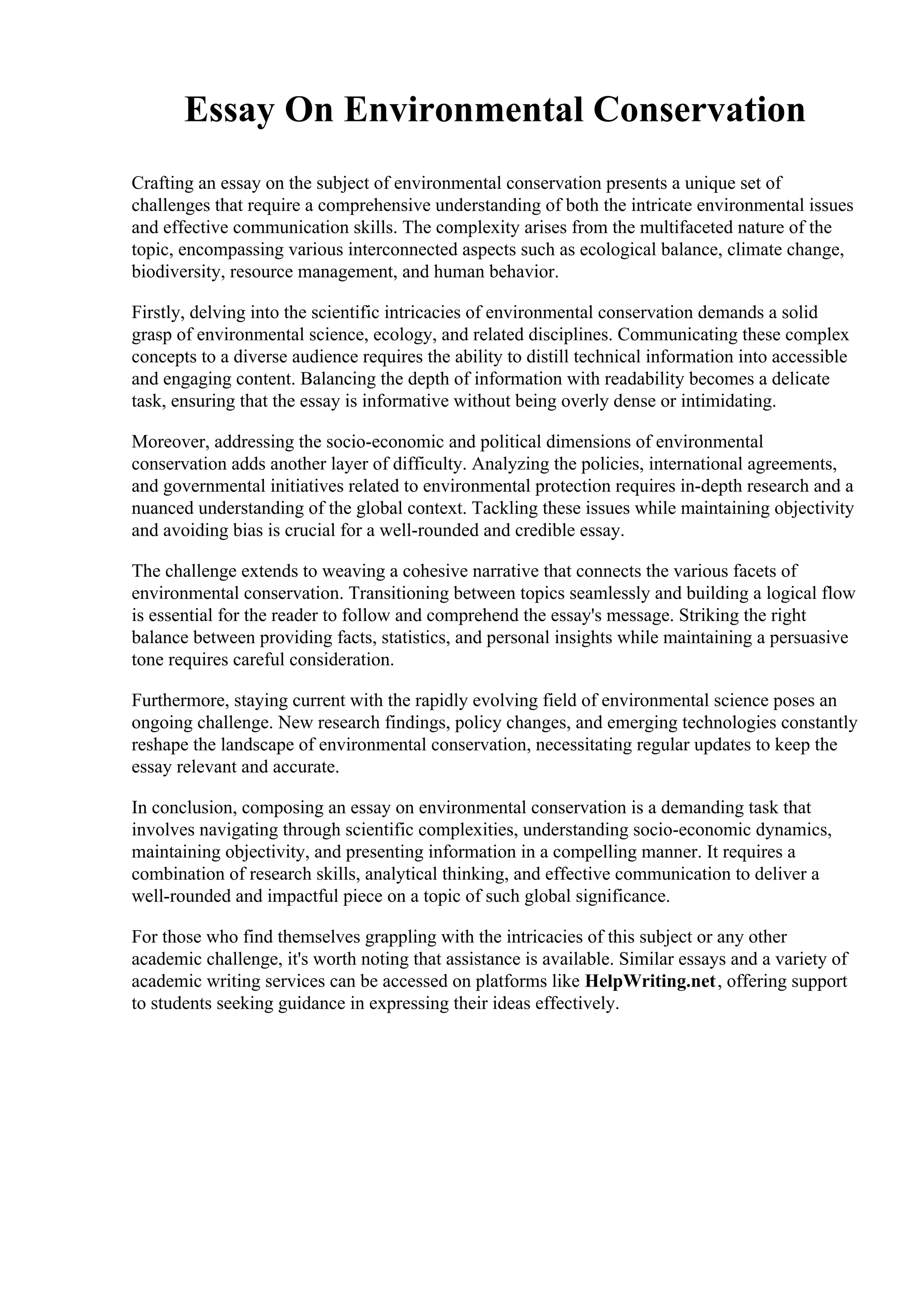 Essay On Environmental Conservation.pdf