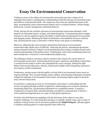 Essay On Environmental Conservation.pdf | Genetics | Science
