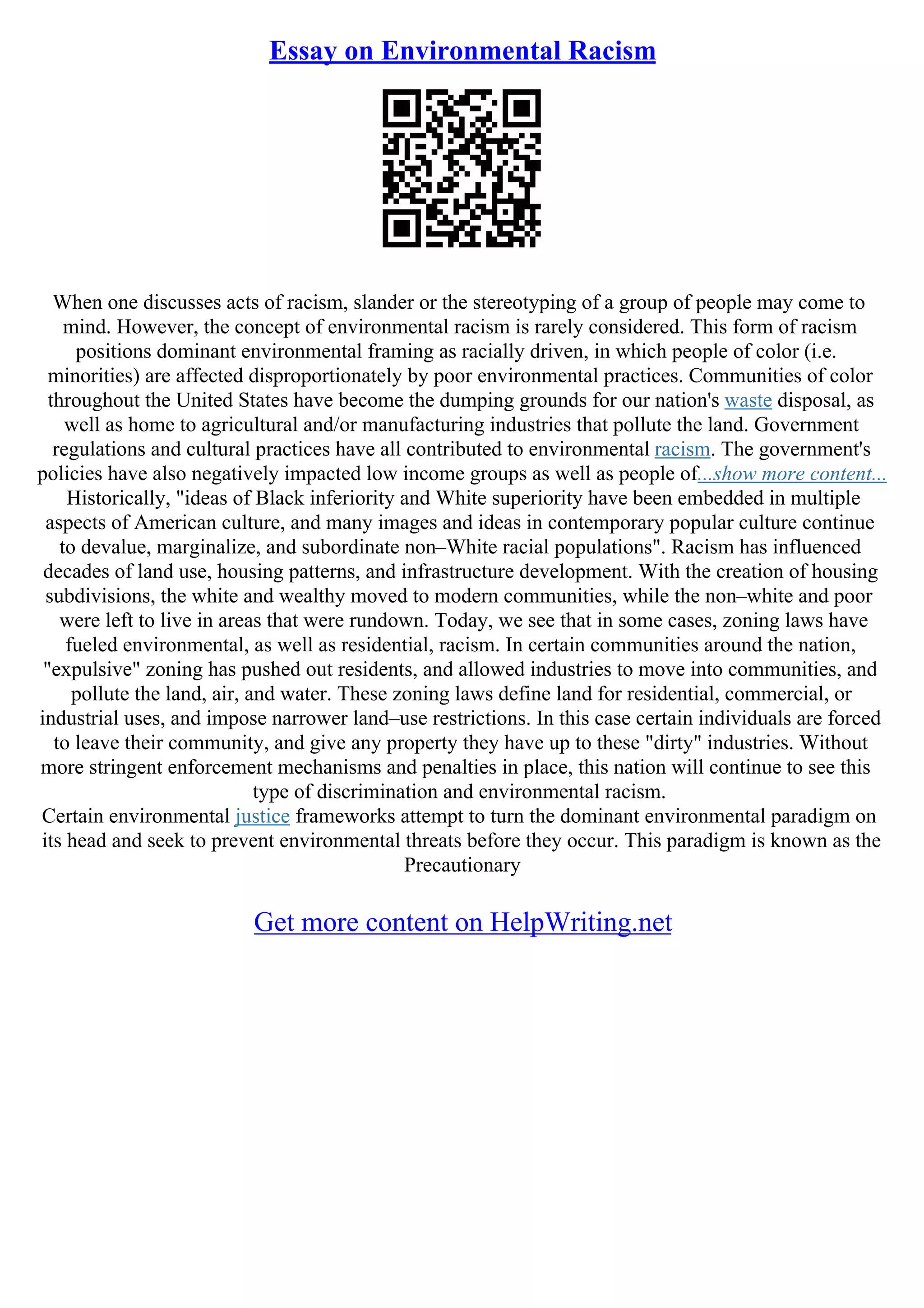 Essay On Environmental Issues | PDF