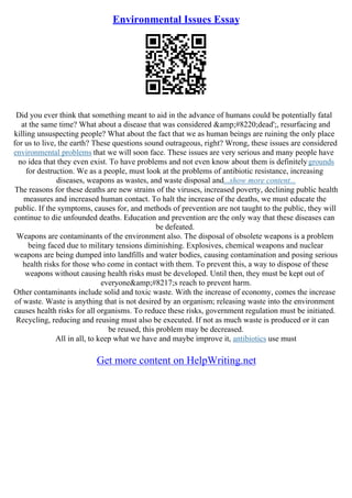 Essay On Environmental Issues | PDF