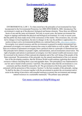 Essay On Environment Protection | PDF | Agriculture | Industries