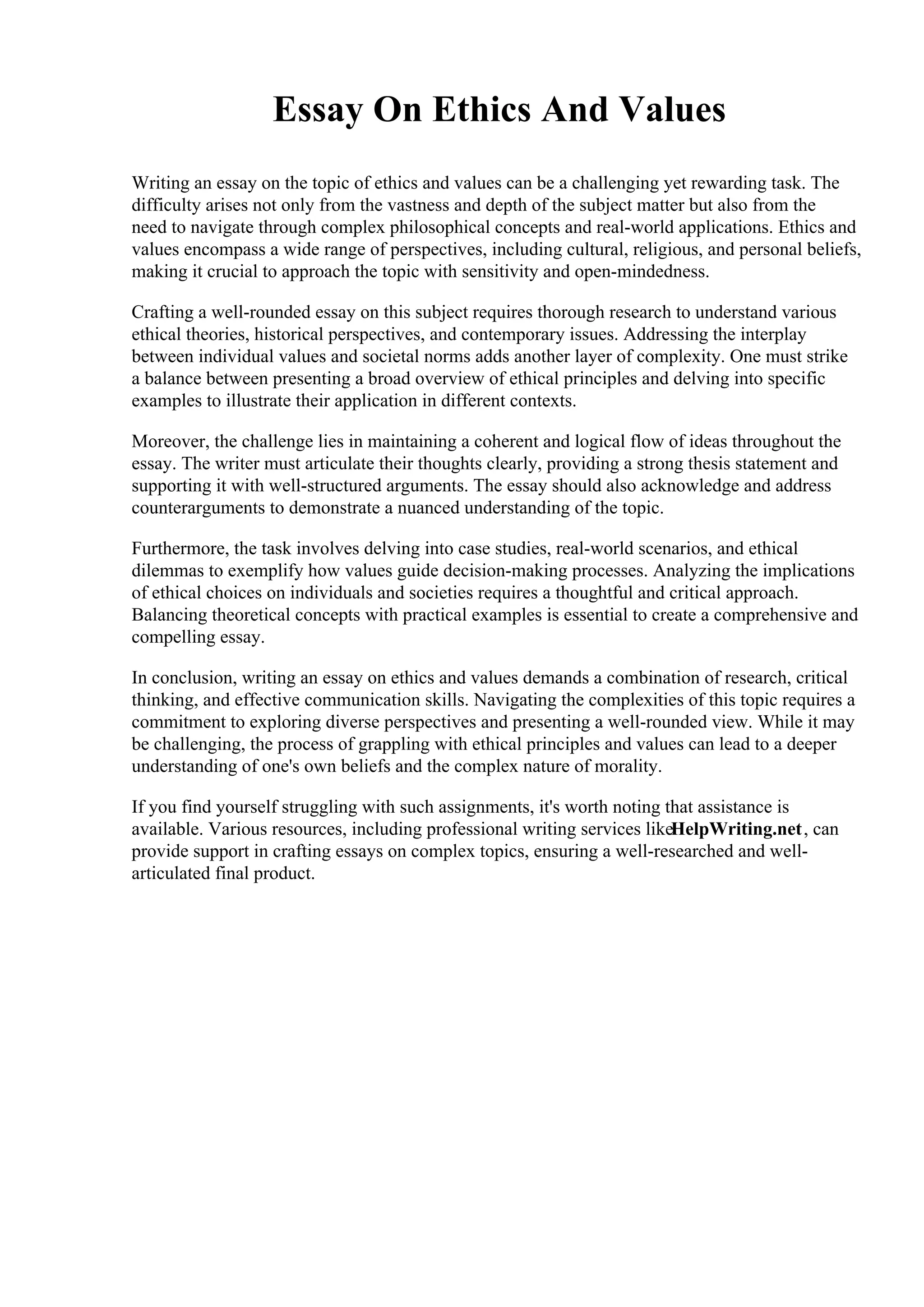 Essay On Ethics And Values.pdf