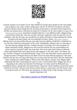Essay On Everyday Use | PDF