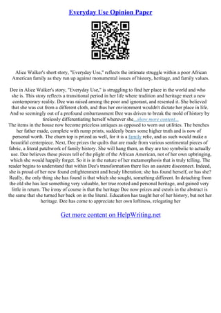 Essay On Everyday Use | PDF