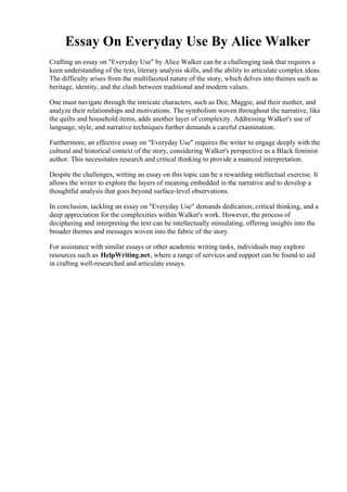 Essay On Everyday Use By Alice Walker.pdf