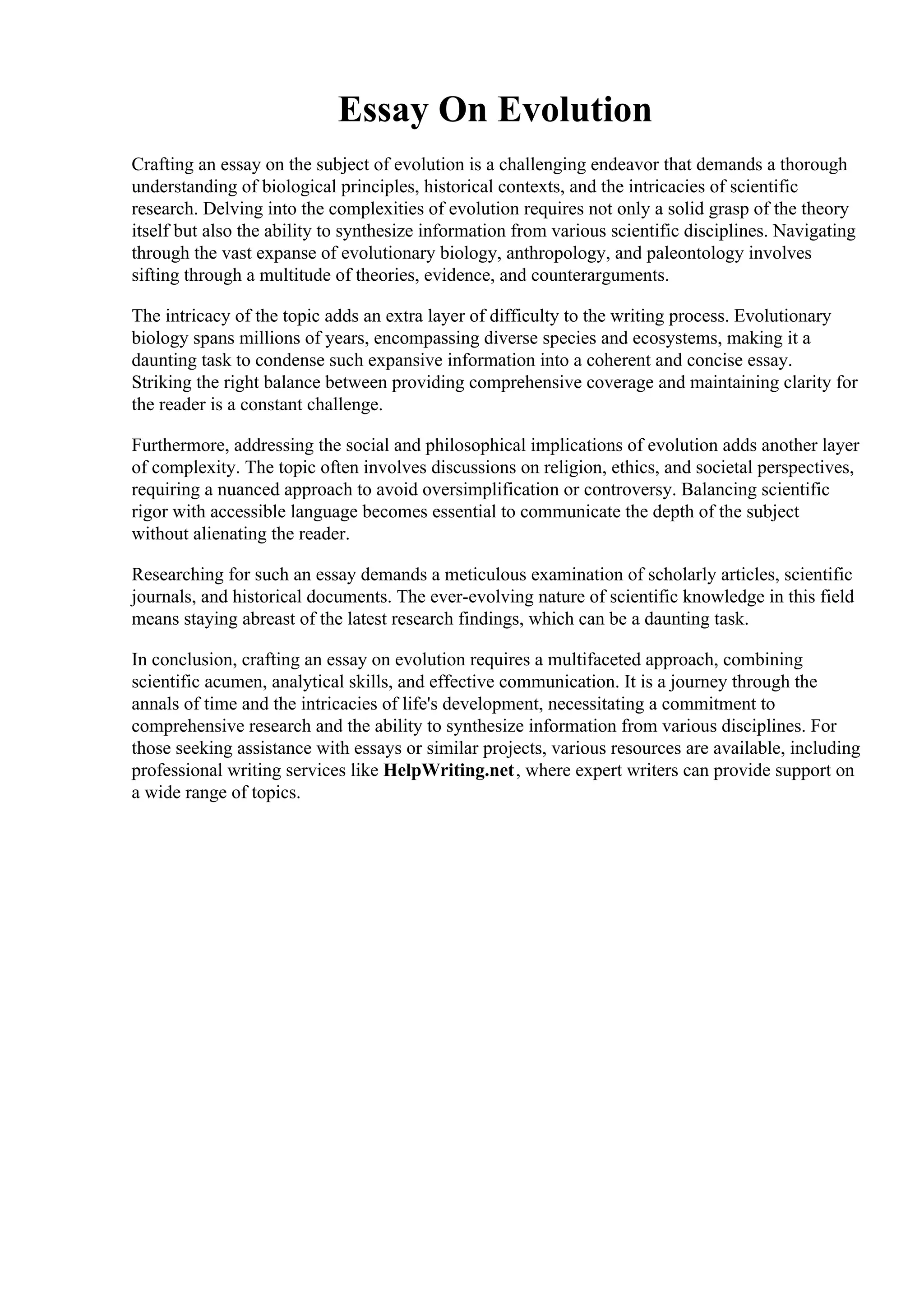 Essay On Evolution. Evolution vs genesis essays | PDF | Children\'s ...