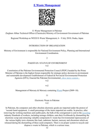 Essay On E Waste | PDF | Environmental Services Industry | Industries