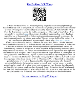 Essay On E Waste | PDF