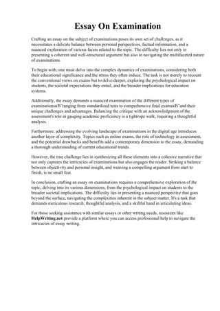 Essay On Examination. Essay on Examination - ExamPlanning | PDF ...