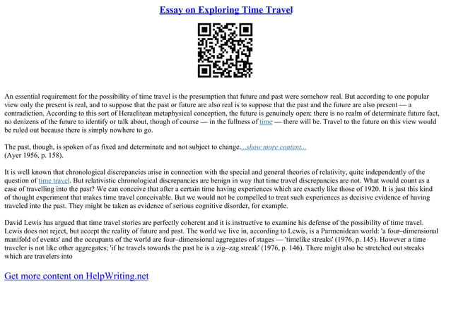 Essay On Exploring Time Travel | PDF