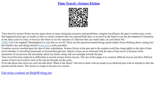 Essay On Exploring Time Travel | PDF