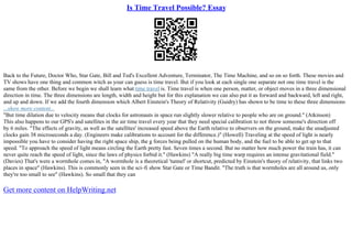 Essay On Exploring Time Travel | PDF