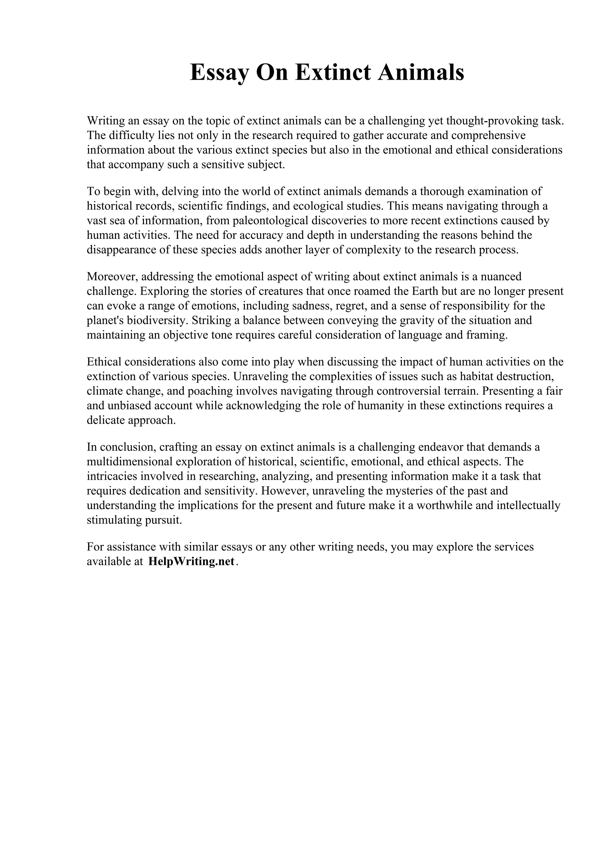 Essay On Extinct Animals.pdf