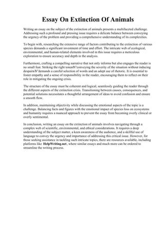 Essay On Extinction Of Animals | PDF