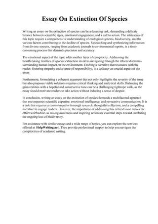 Essay On Extinction Of Species. Pittsburgh Technical College | PDF