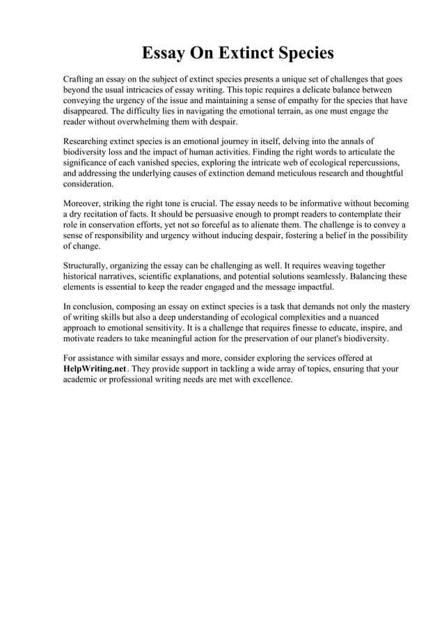 Essay On Extinct Species | PDF