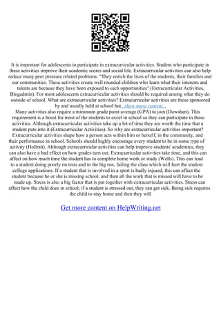 Essay On Extracurricular Activities | PDF