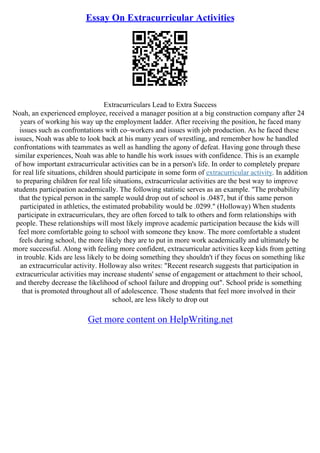 Essay On Extracurricular Activities | PDF