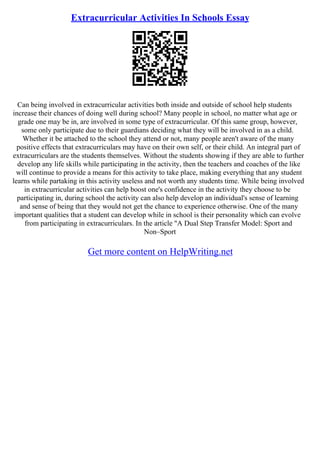 Essay On Extracurricular Activities | PDF