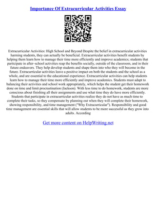 Essay On Extracurricular Activities | PDF
