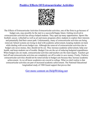 Essay On Extracurricular Activities | PDF
