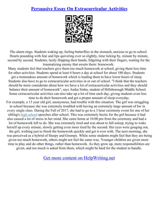 Essay On Extracurricular Activities | PDF