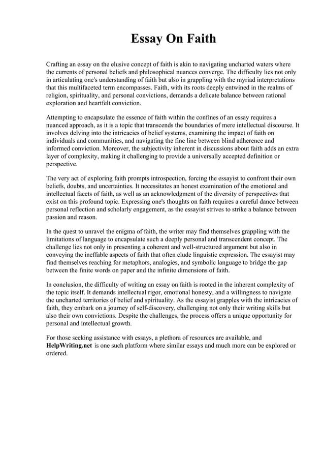 Essay On Faith | PDF