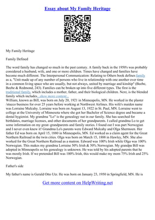 Essay On Family | PDF