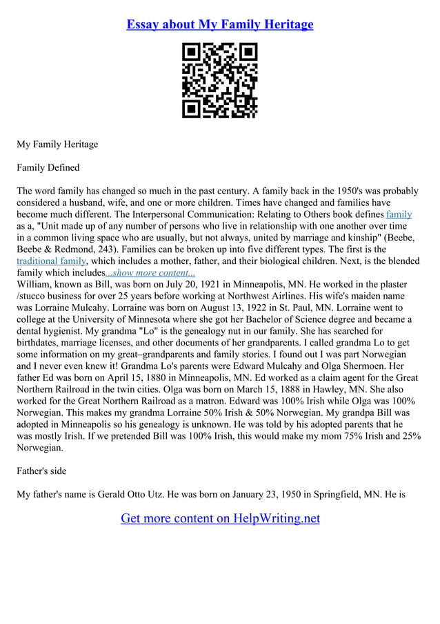 Essay On Family History | PDF