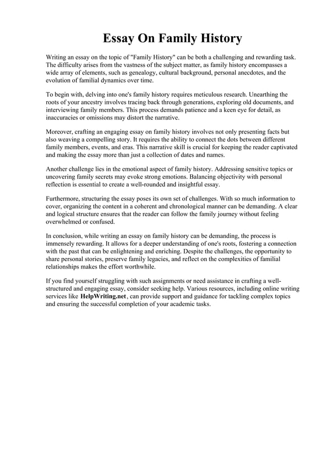 Essay On Family History | PDF