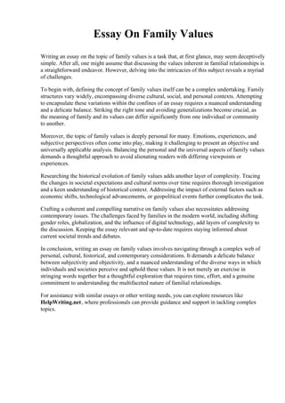 Essay On Family Values. William Jewell College | PDF