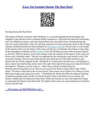 Essay On Farming During The Dust Bowl | PDF