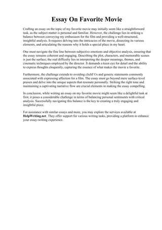 Essay On Favorite Movie.pdfEssay On Favorite Movie | PDF