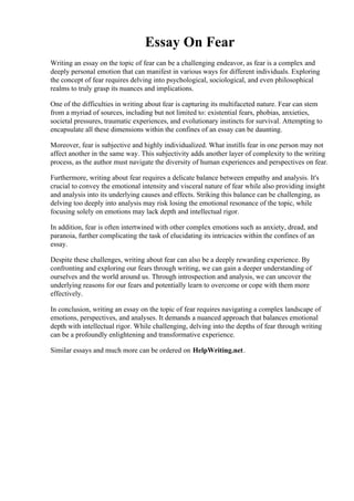 Essay On Fear | PDF